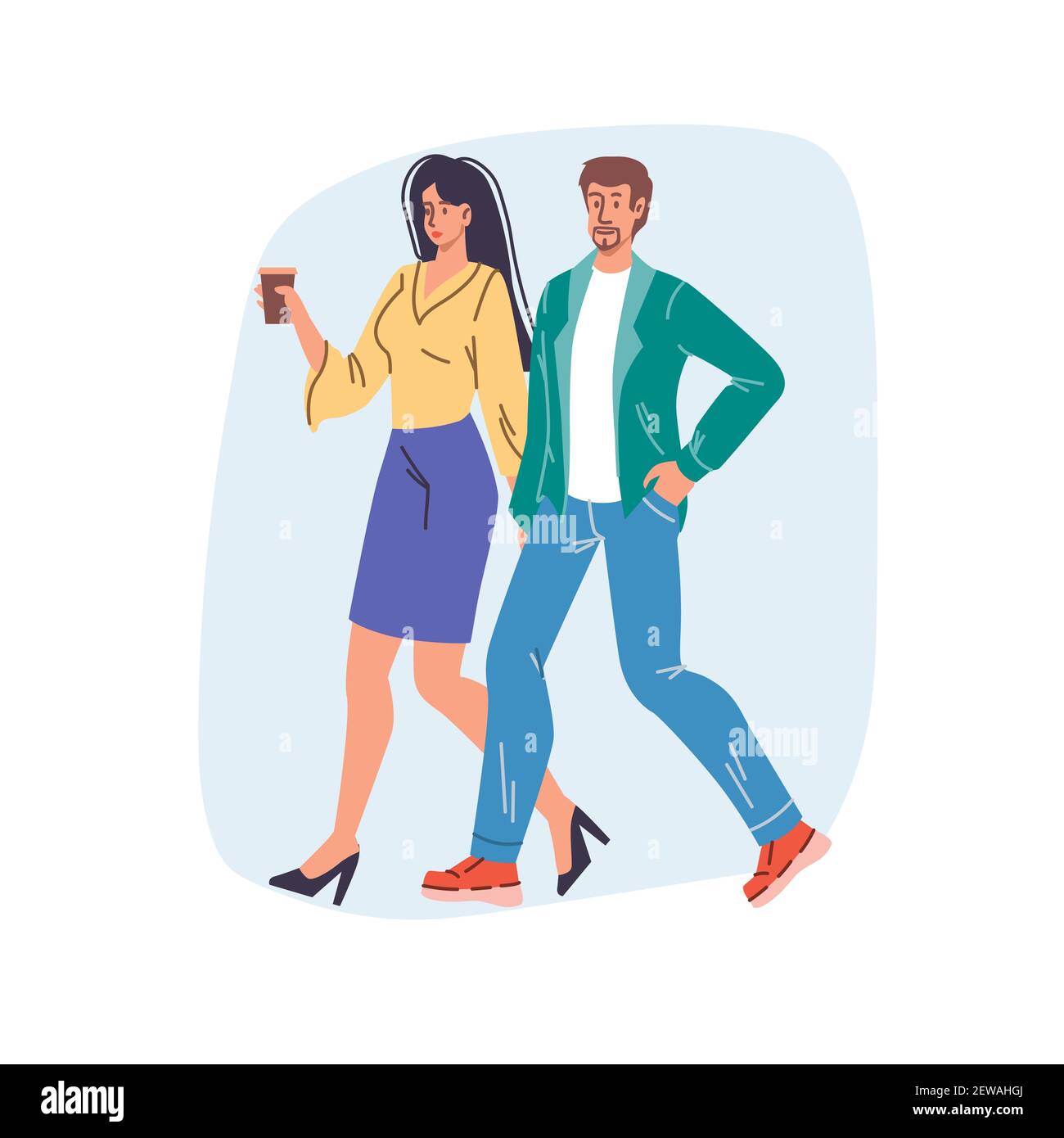 Flat cartoon characters couple,love and friendship vector illustration ...