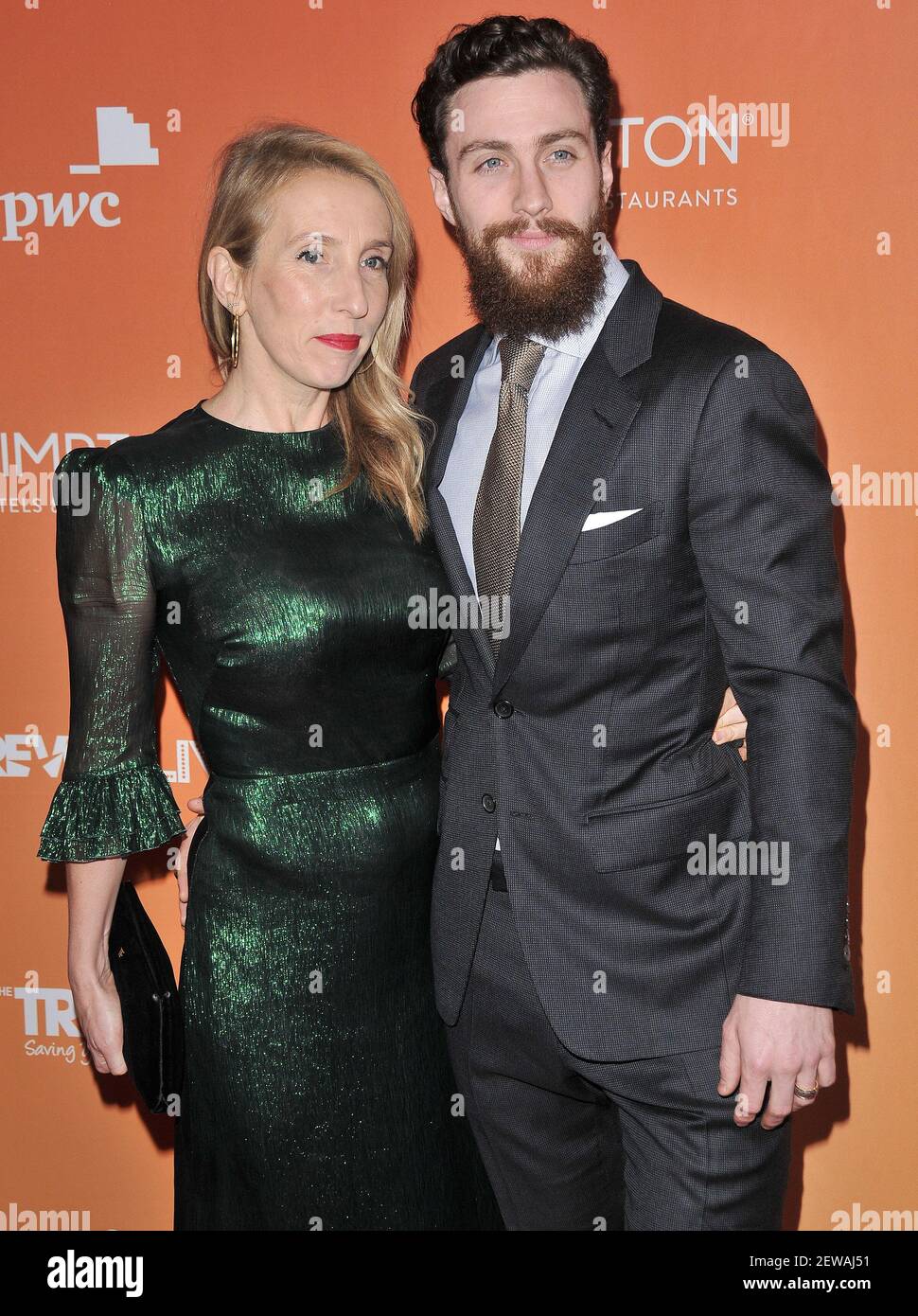 (L-R) Sam Taylor-Johnson and Aaron Taylor-Johnson arrives at The Trevor ...