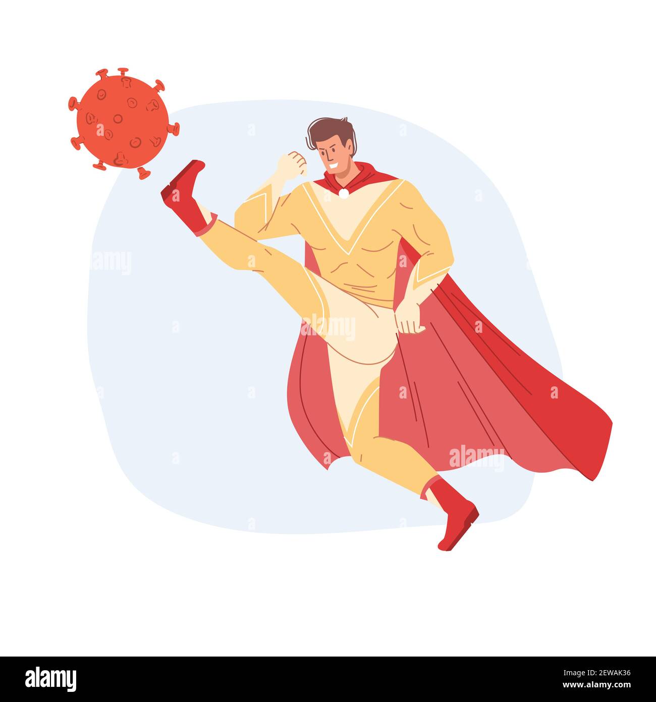 Flat cartoon superhero character fight coronavirus,covid protection ...