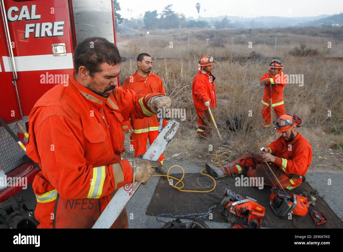 Cal Fire department of corrections fire crew members John Dobshinsky ...