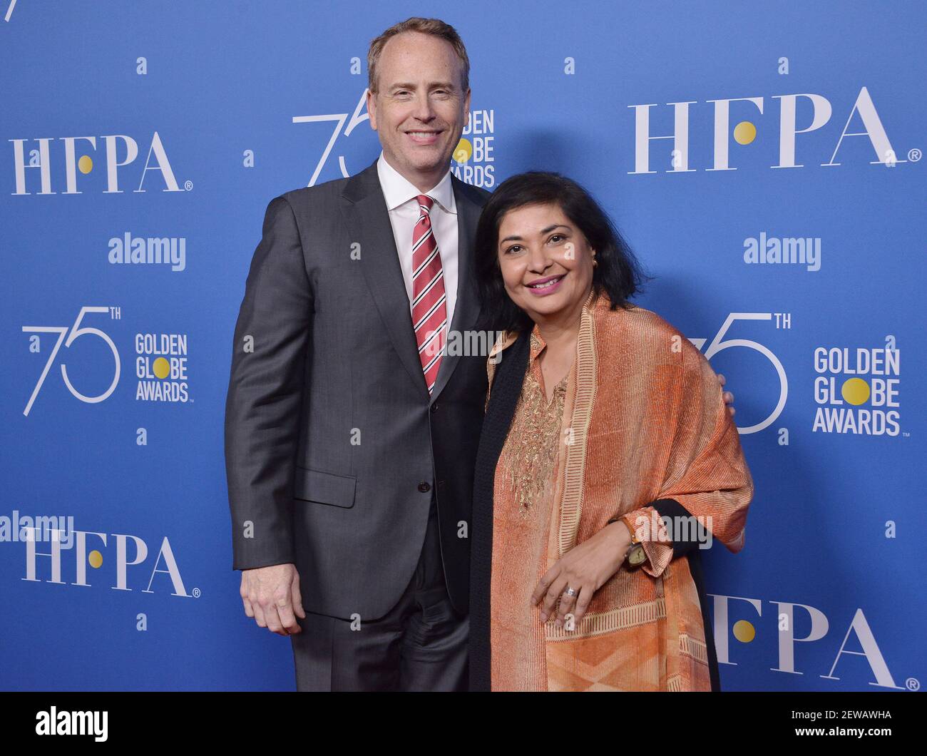 (L-R) Bob Greenblatt and Meher Tatna at the HFPA 75th Anniversary ...