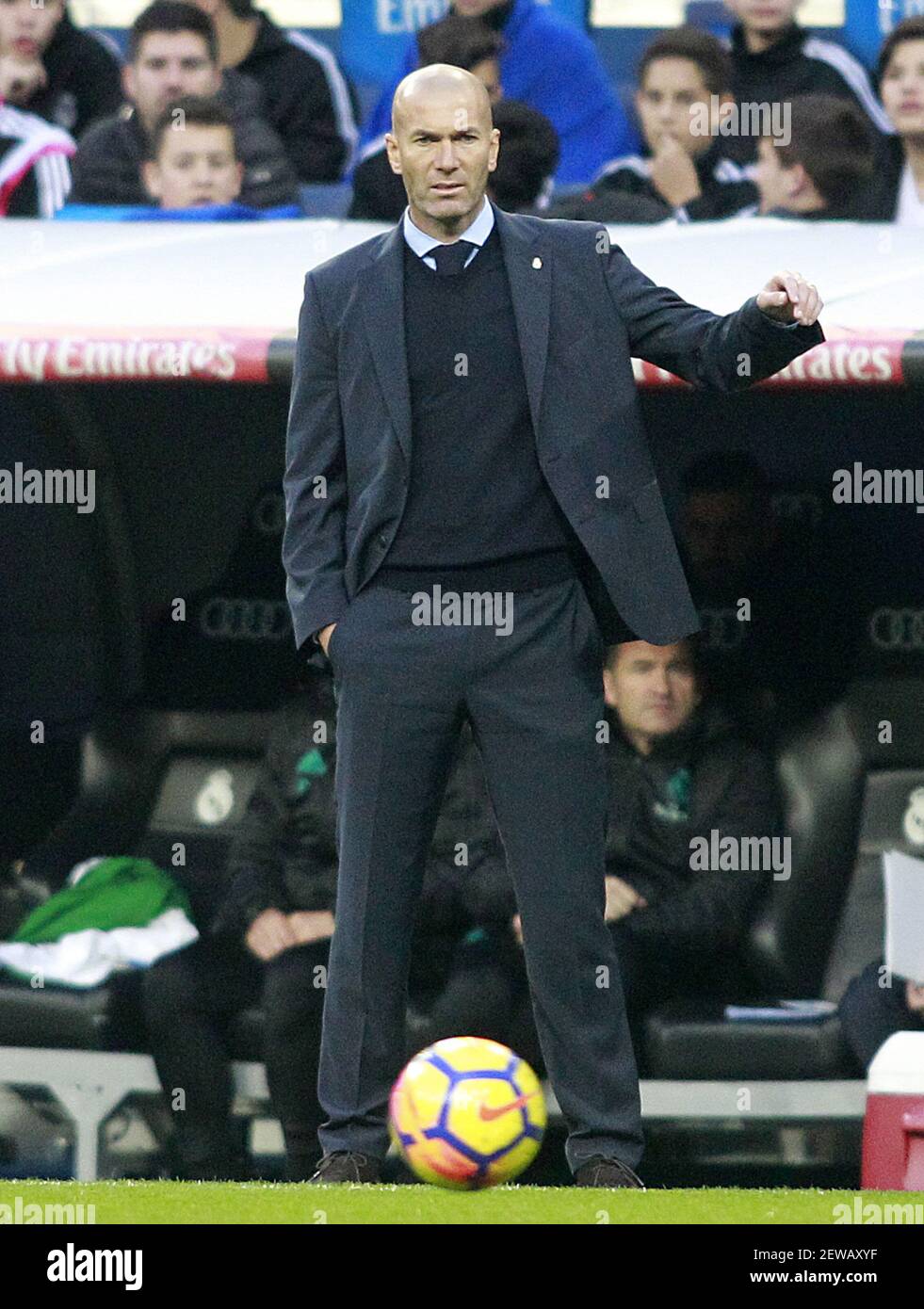Real Madrid's coach Zinedine Zidane during La Liga match.December 09 ...