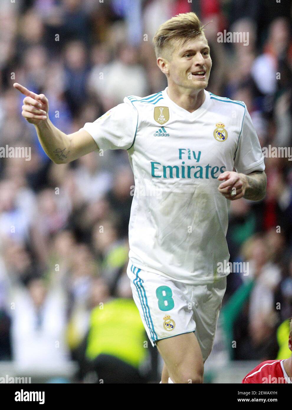 Real Madrid's Toni Kroos celebrates goal during La Liga match.December ...