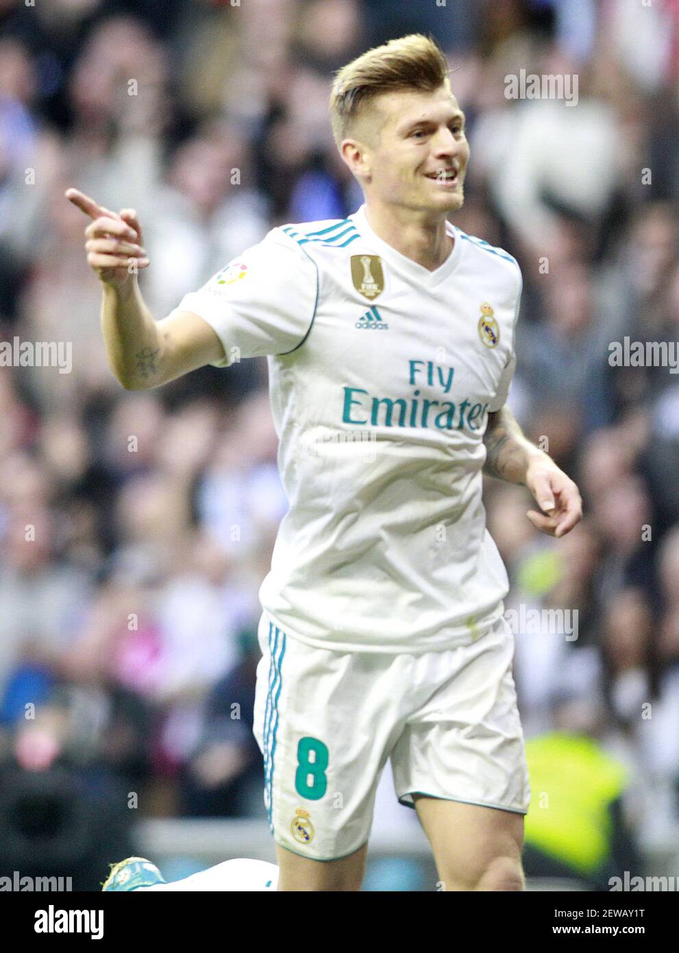 Real Madrid's Toni Kroos celebrates goal during La Liga match.December ...