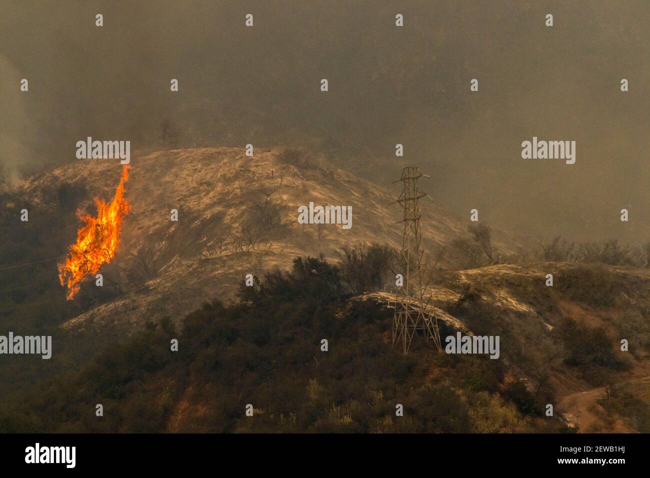 The Thomas Fire as it burns in the hills above Montecito, CA on ...
