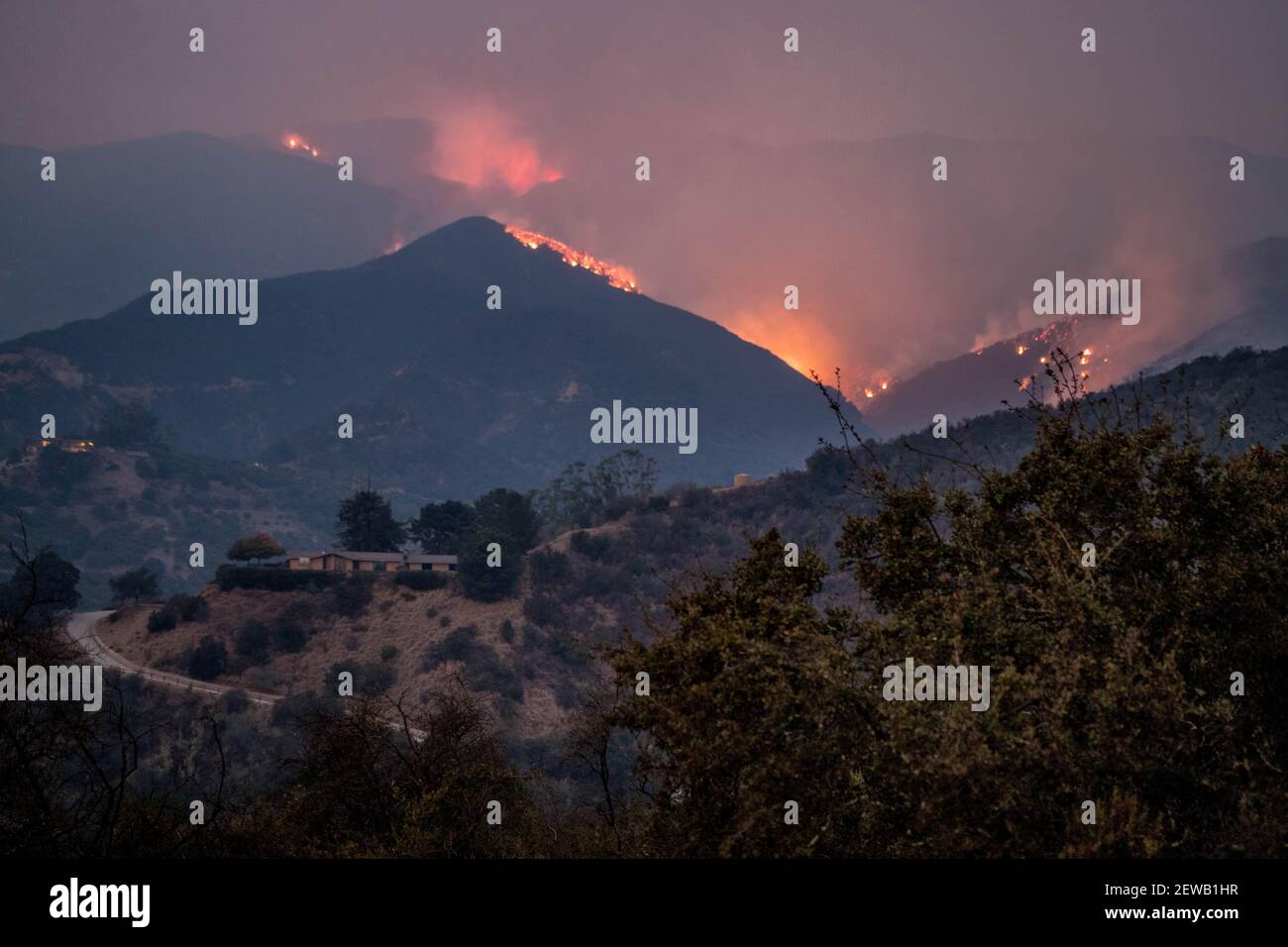 The Thomas Fire as it burns in the hills above Montecito, CA on ...