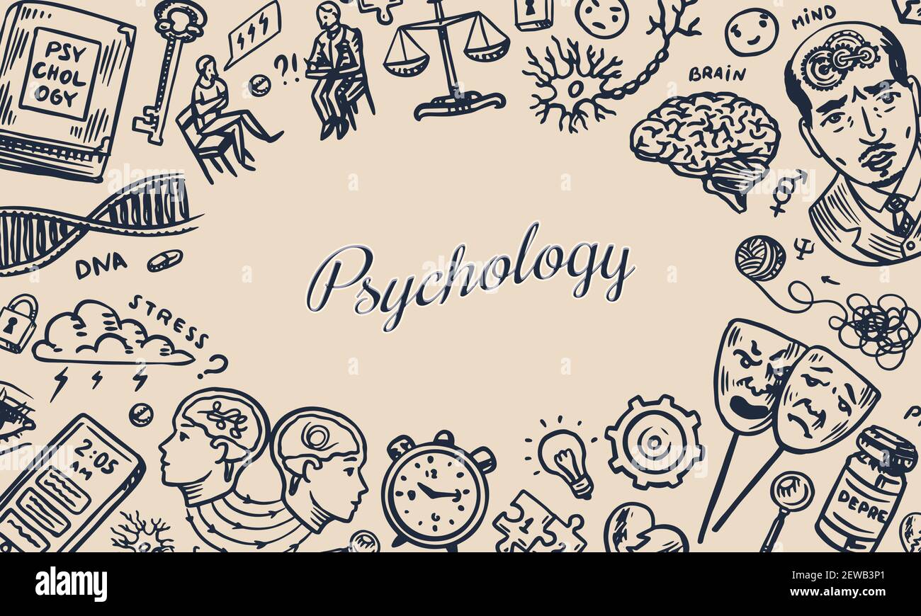 Psychology science poster or banner. Psychologist online. Clew and dna ...