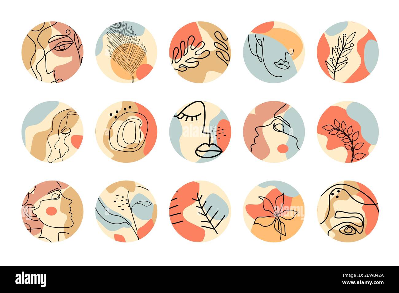 Creative contemporary aesthetic doodle elements set, vector highlight ...