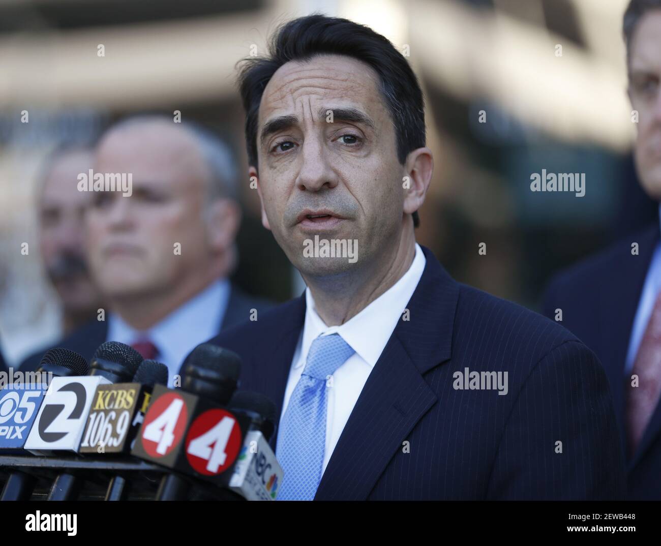 Santa Clara County District Attorney Jeff Rosen speaks to the media ...