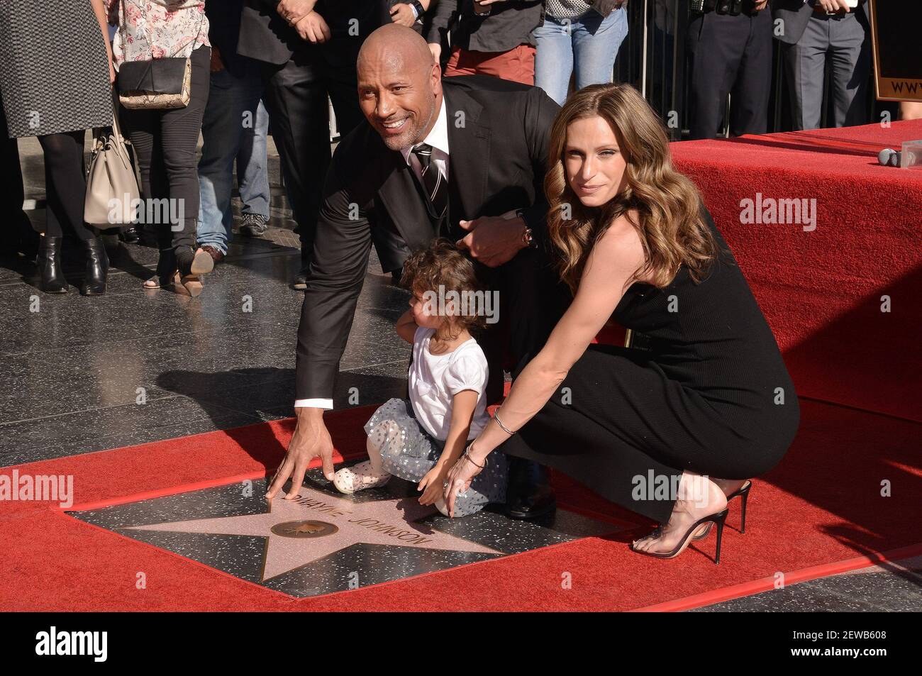 (L-R) Dwayne Johnson, Daughter Jasmine Johnson and Wife Lauren Hashian ...