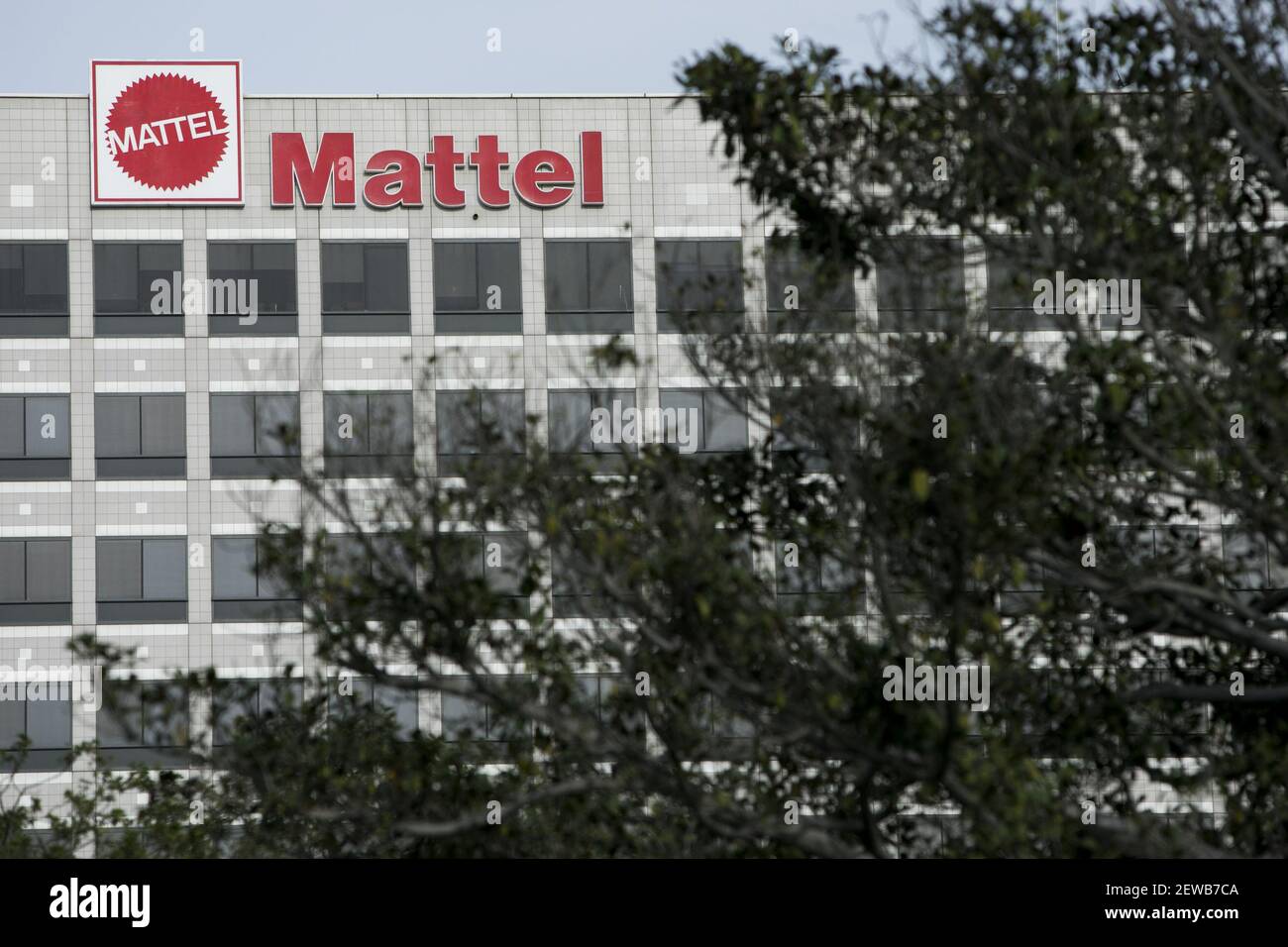 A logo sign outside of the headquarters of Mattel, Inc., in El Segundo ...