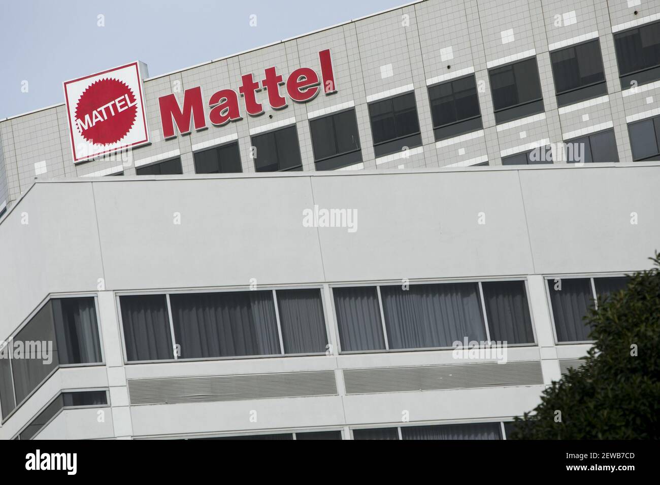 A logo sign outside of the headquarters of Mattel, Inc., in El Segundo ...