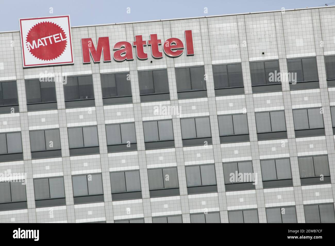 A logo sign outside of the headquarters of Mattel, Inc., in El Segundo ...