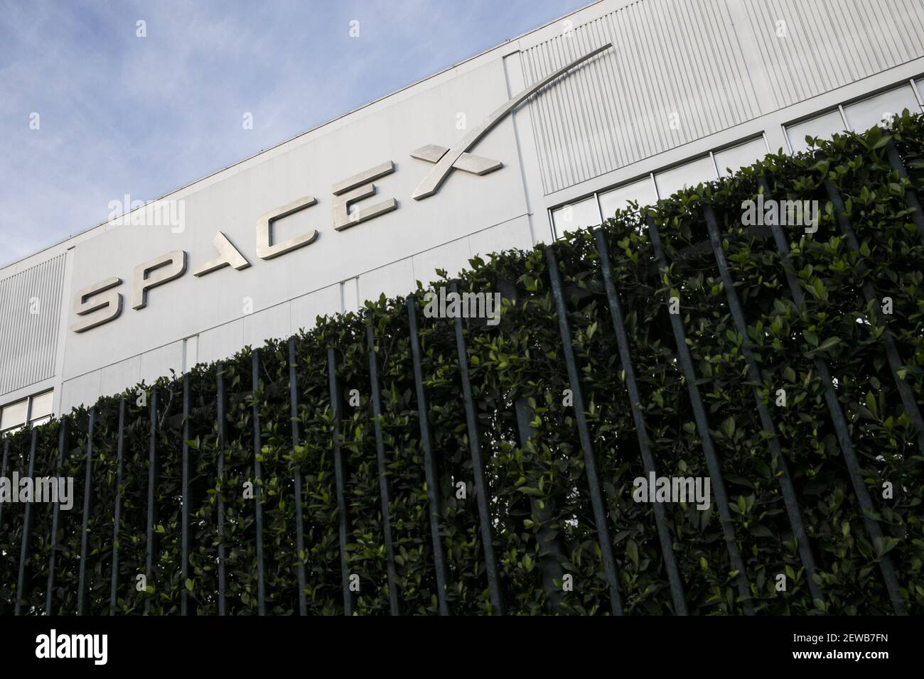 A logo sign outside of the headquarters of Space Exploration ...