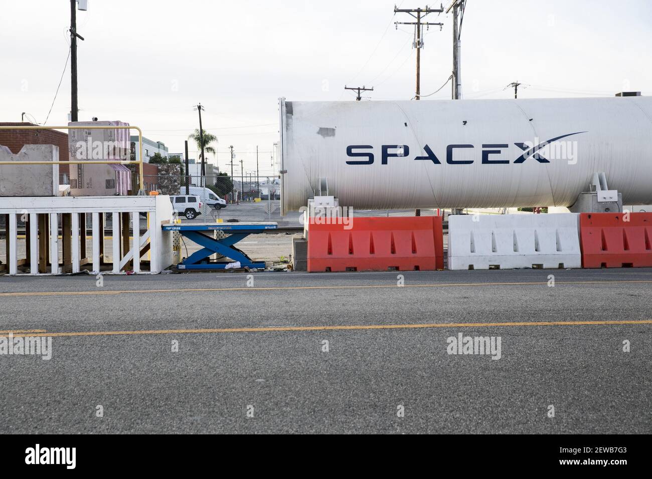 A logo sign on a Hyperloop test track outside of the headquarters of ...