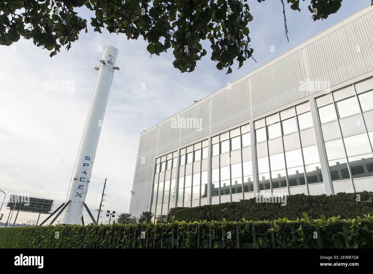 A logo sign outside of the headquarters of Space Exploration ...