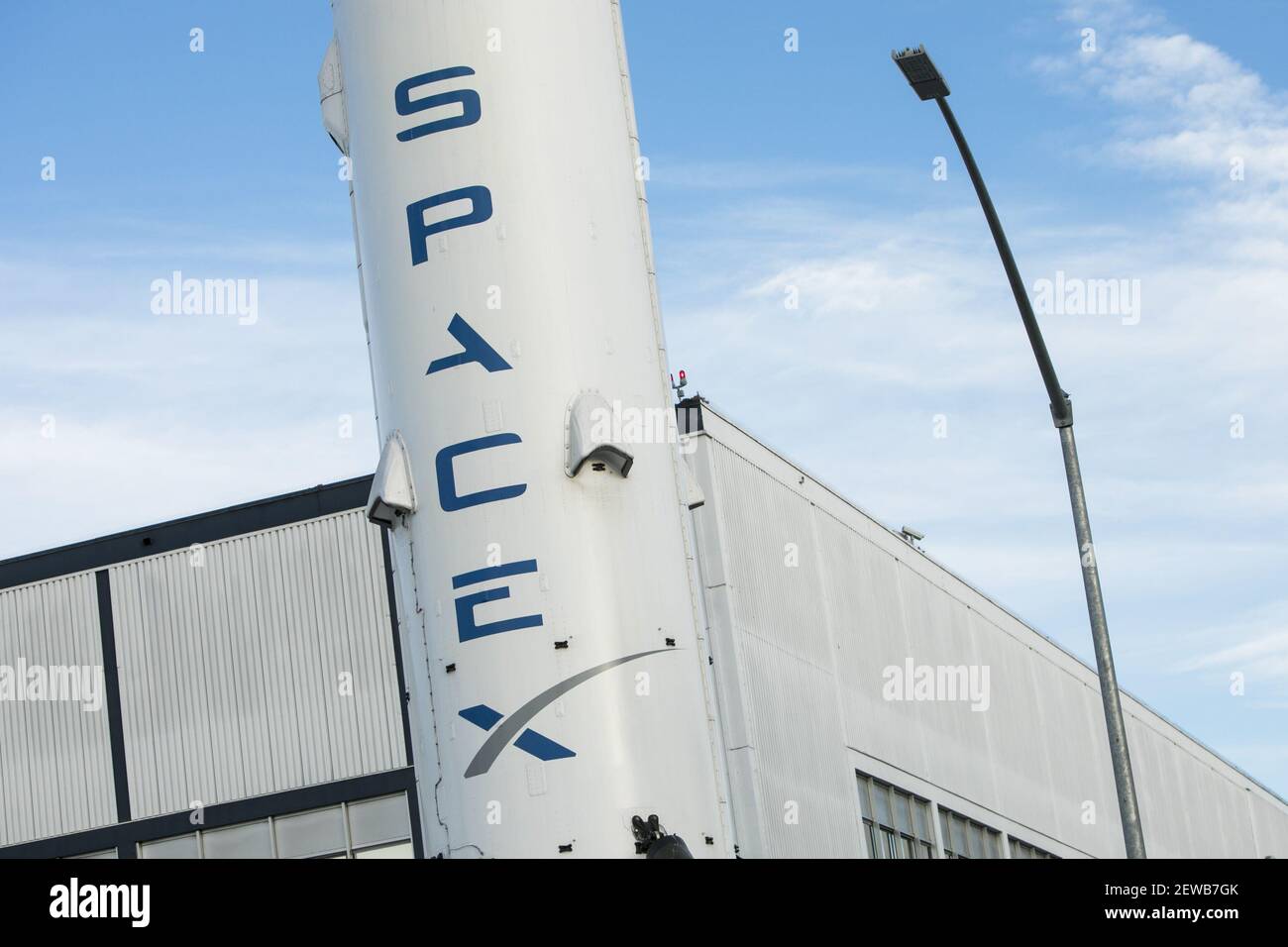 A logo sign outside of the headquarters of Space Exploration ...