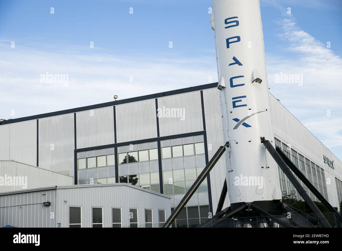 A logo sign outside of the headquarters of Space Exploration ...