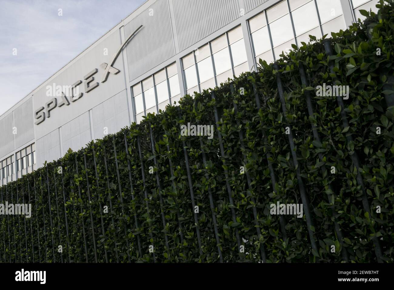 A logo sign outside of the headquarters of Space Exploration ...