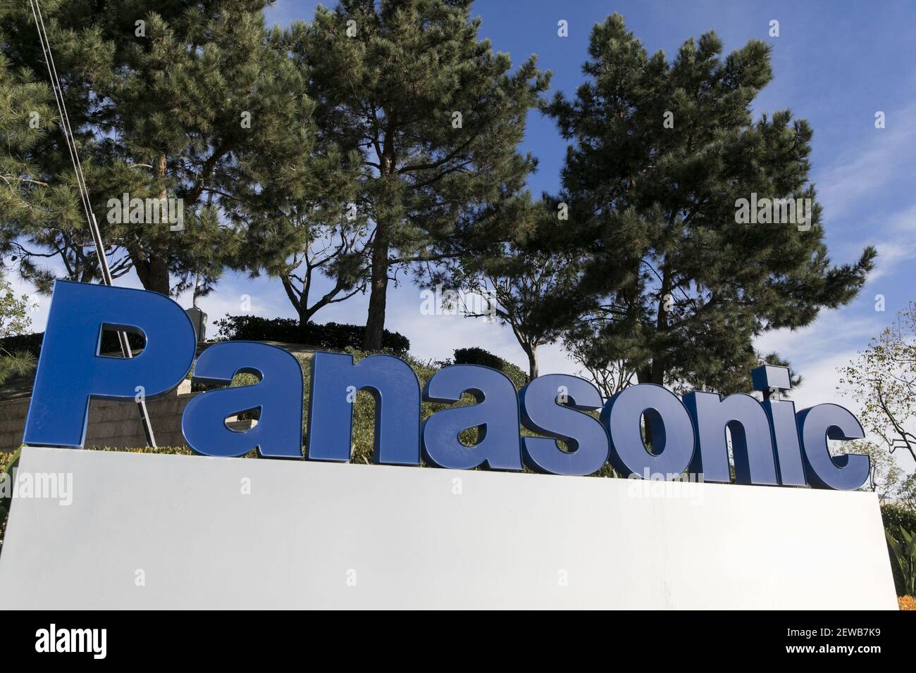 A logo sign outside of the headquarters of the Panasonic Avionics ...