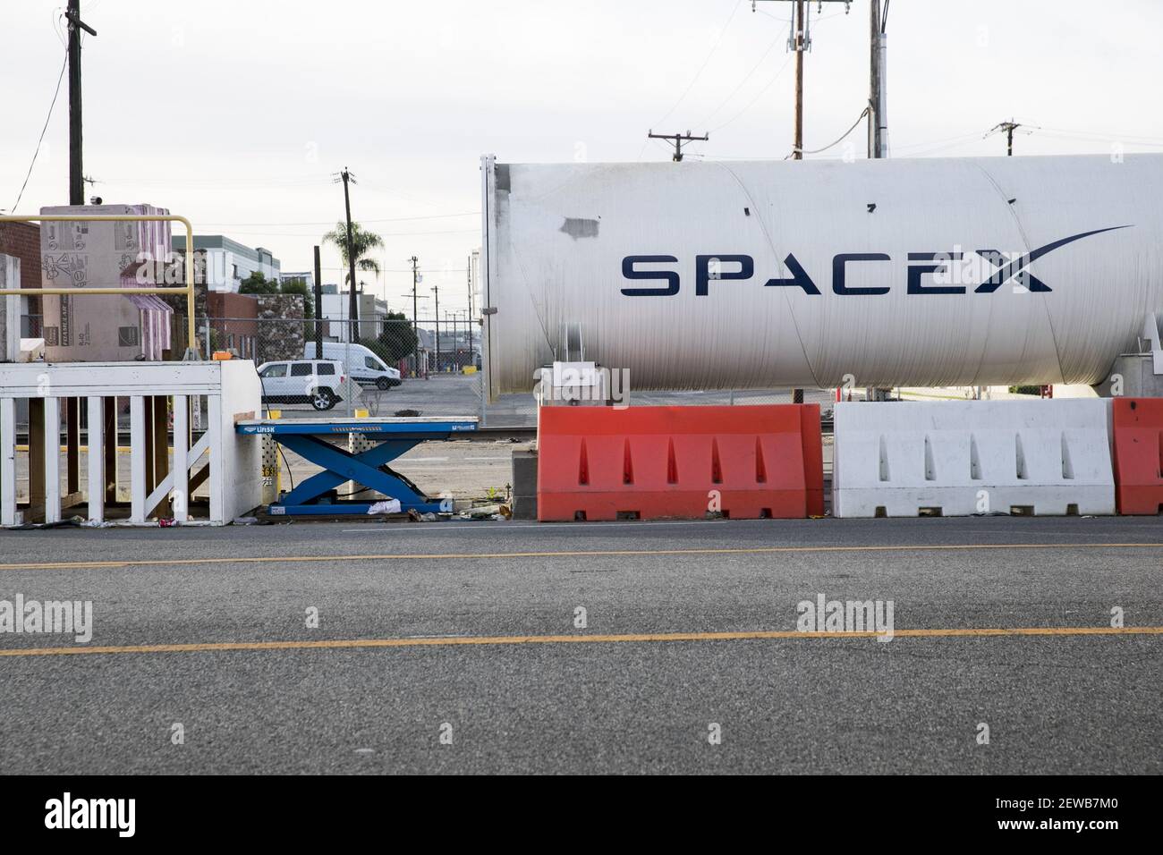 A logo sign on a Hyperloop test track outside of the headquarters of ...