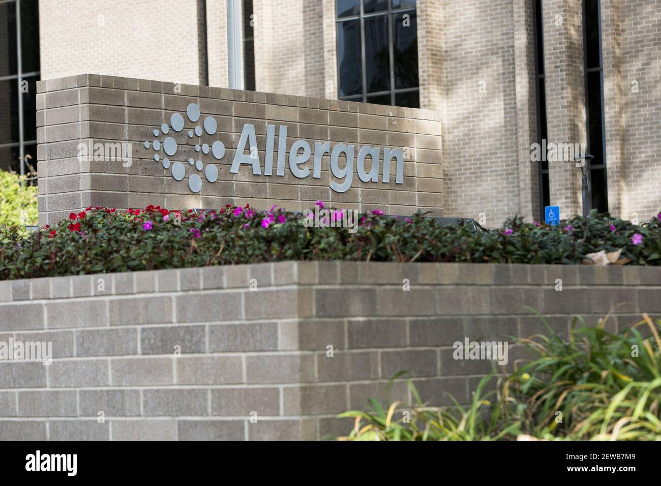 A logo sign outside of the headquarters of Allergan in Irvine ...