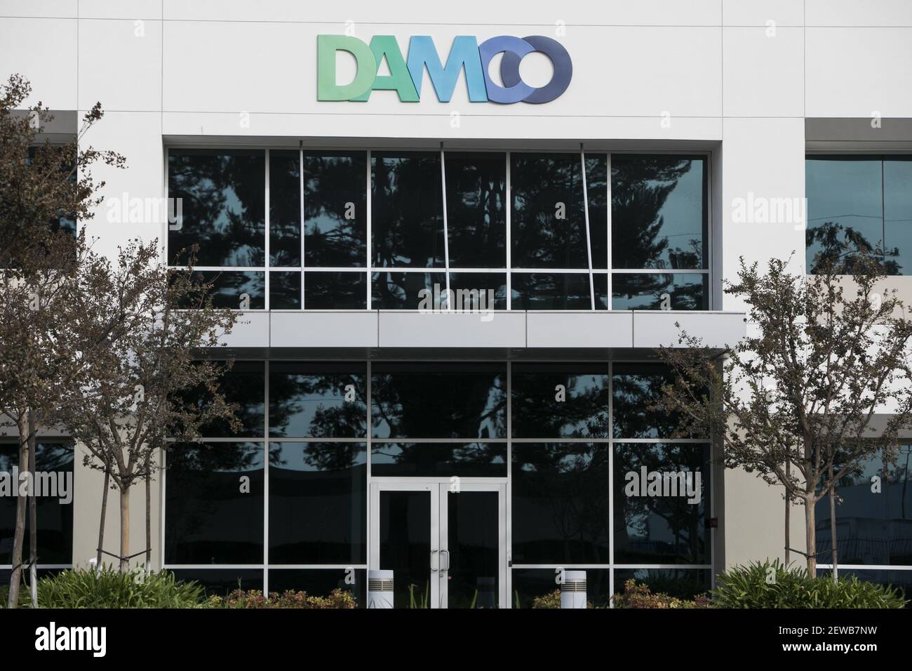 A logo sign outside of a facility occupied by Damco in Carson ...