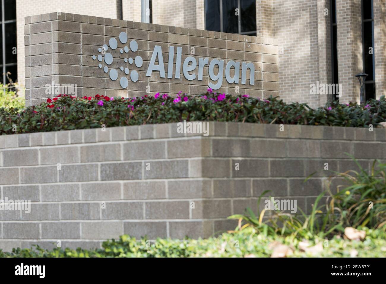 A logo sign outside of the headquarters of Allergan in Irvine ...