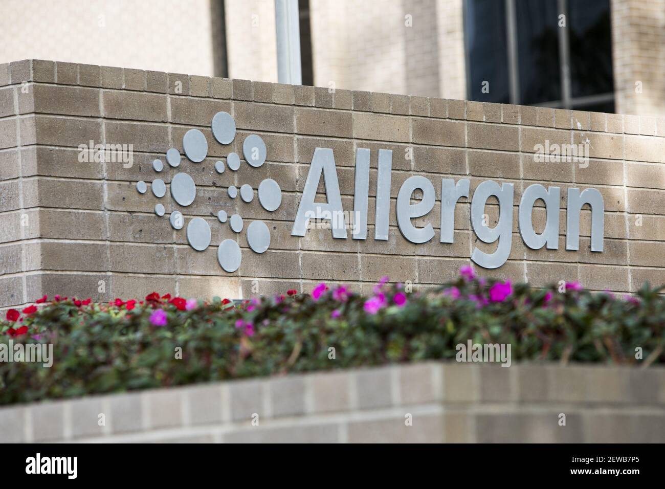 A logo sign outside of the headquarters of Allergan in Irvine ...