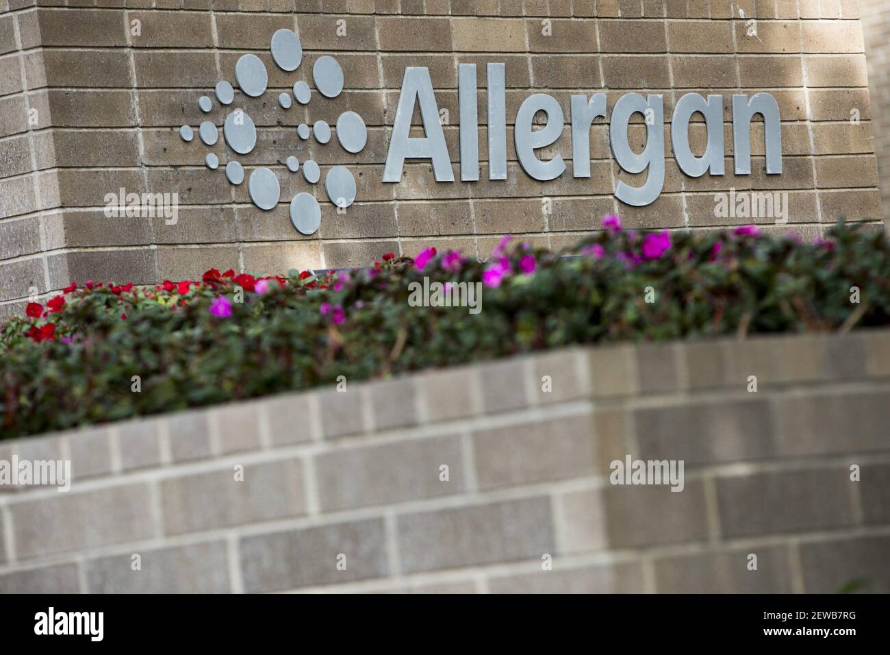 A logo sign outside of the headquarters of Allergan in Irvine ...