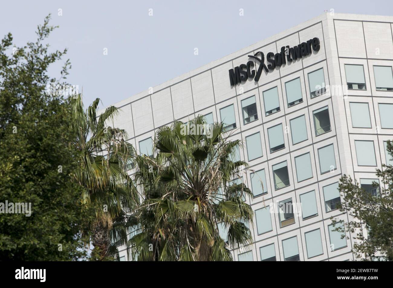 A logo sign outside of a facility occupied by the MSC Software ...