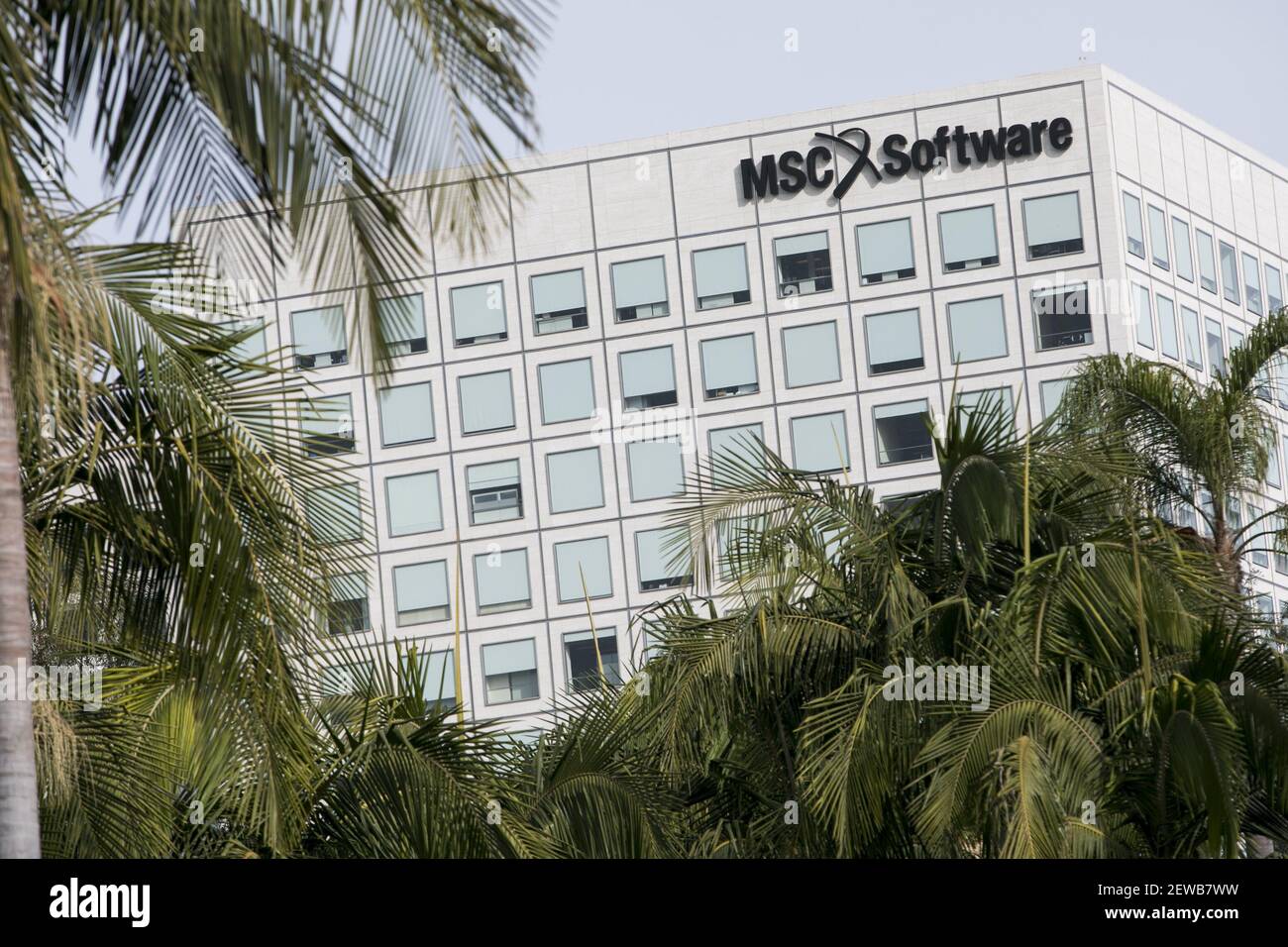 A logo sign outside of a facility occupied by the MSC Software ...