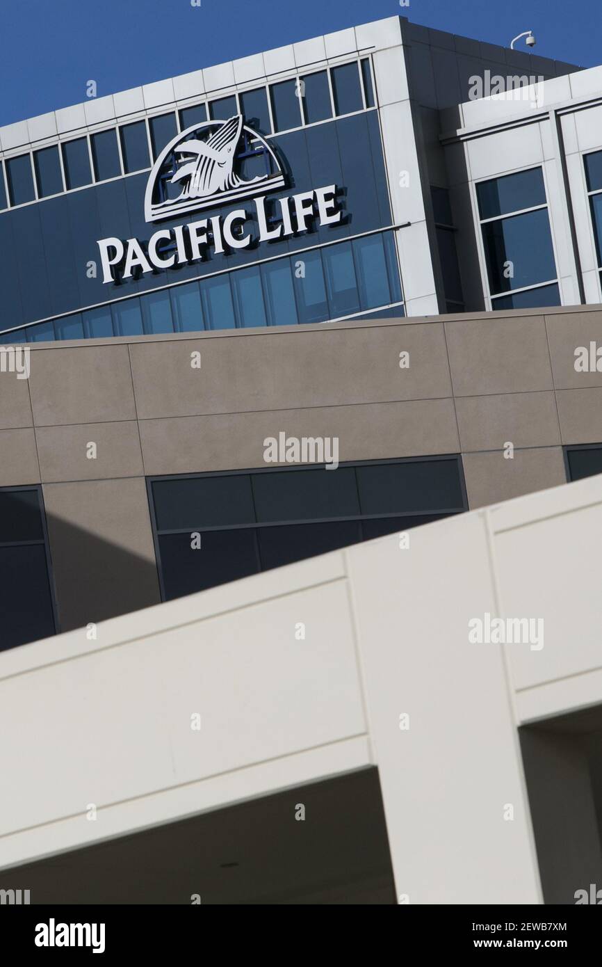 A logo sign outside of a facility occupied by the Pacific Life ...