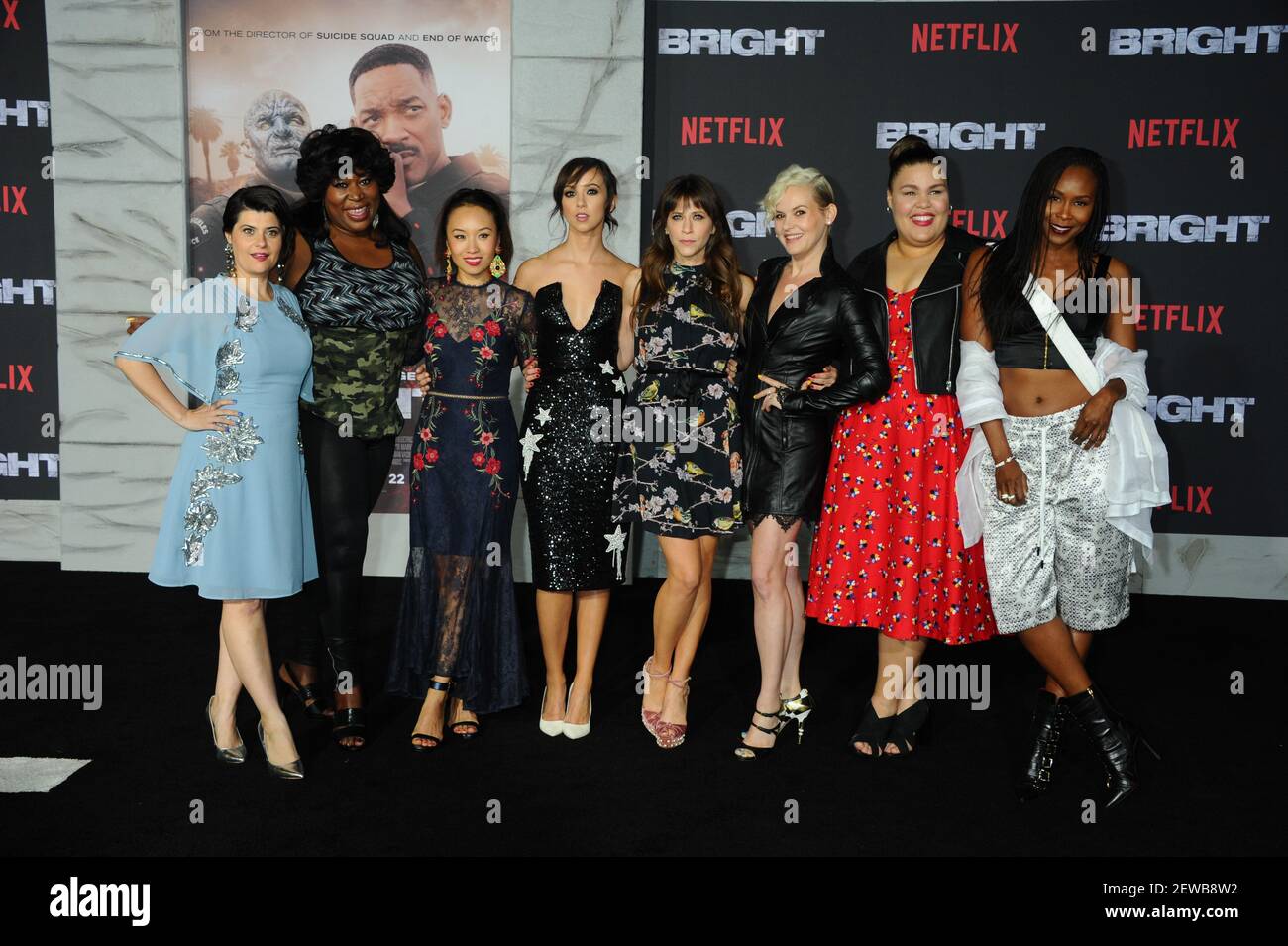 The Cast of Glow arrives to the Netflix Premiere of BRIGHT, held at the ...