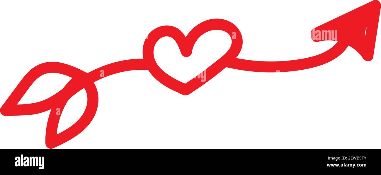 Cupidons red arrow, illustration, vector on white background Stock ...