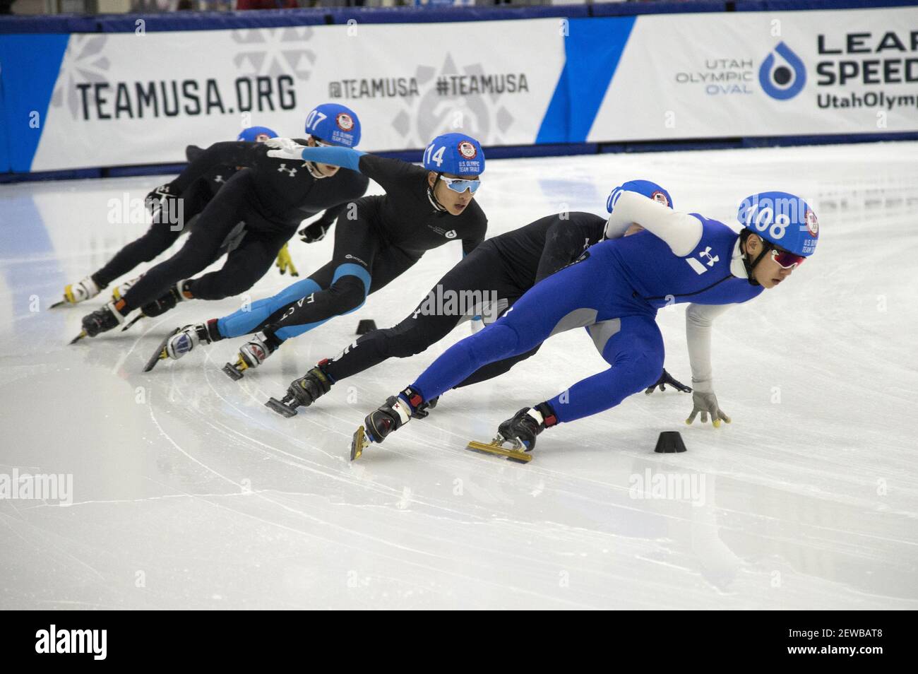 Brandon Kim(108), leads his heat in the 1500 meters, Olympic Qualifying ...