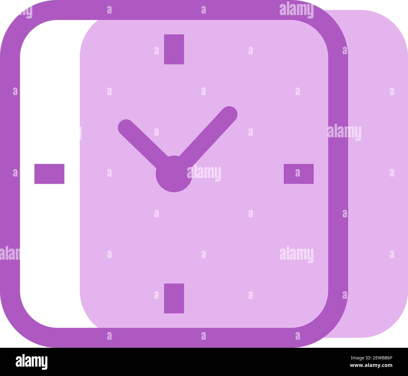 Reactangular pink clock, illustration, vector on white background Stock ...