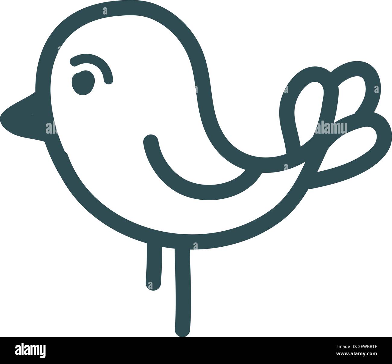 Small blue chicken with a cute tail, illustration, vector on white ...
