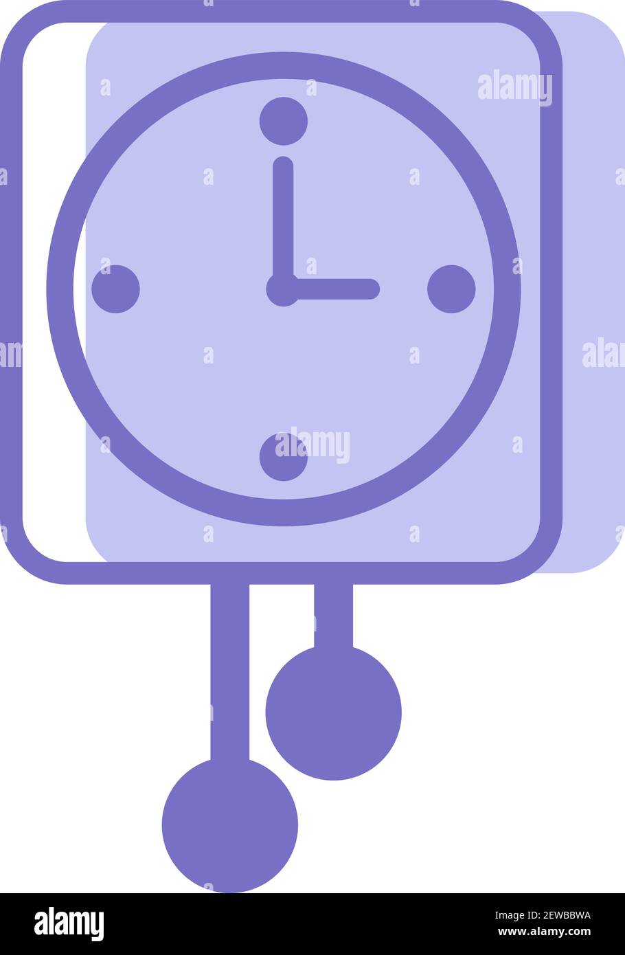 Purple home clock, illustration, vector on white background Stock ...