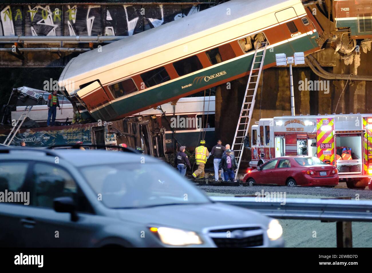 Emergency services respond to a mass casualty incident after Amtrak ...