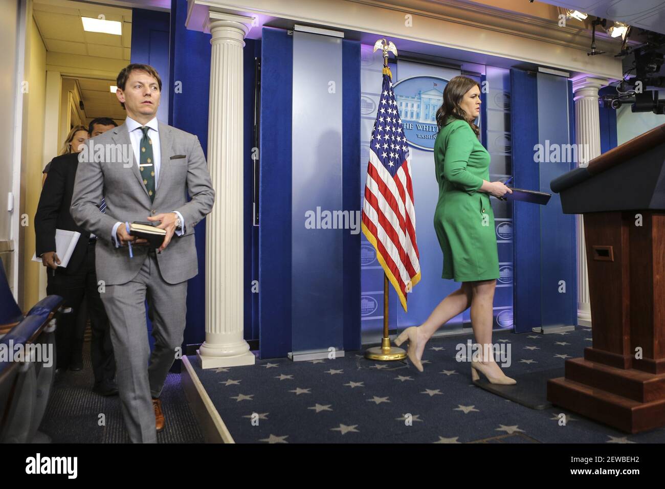 White House press secretary Sarah Huckabee Sanders arrives for the ...