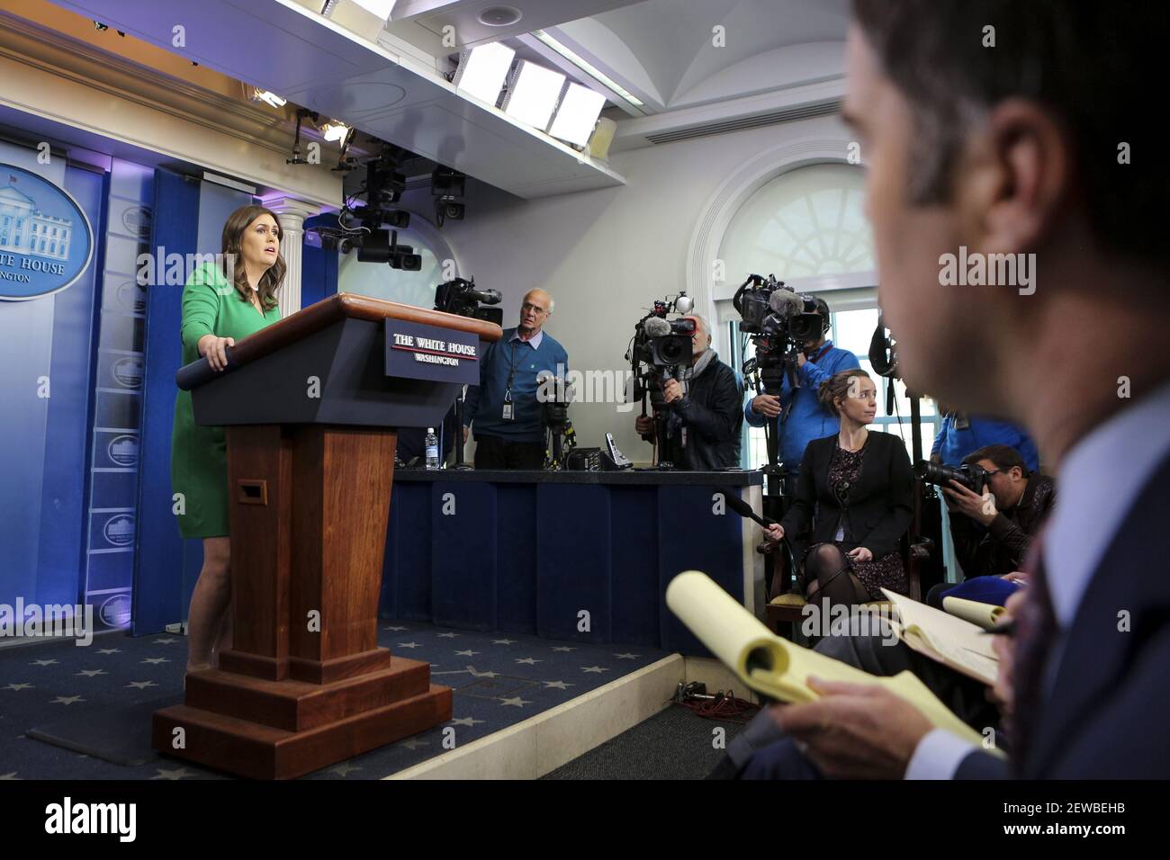 White House press secretary Sarah Huckabee Sanders speaks during the ...