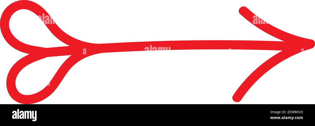 Red arrow with a heart shaped tail pointed to the right, illustration ...
