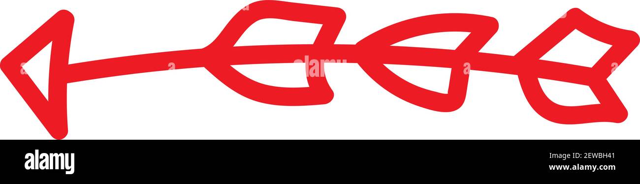 Red arrow with three tails pointed to the left, illustration, vector on ...