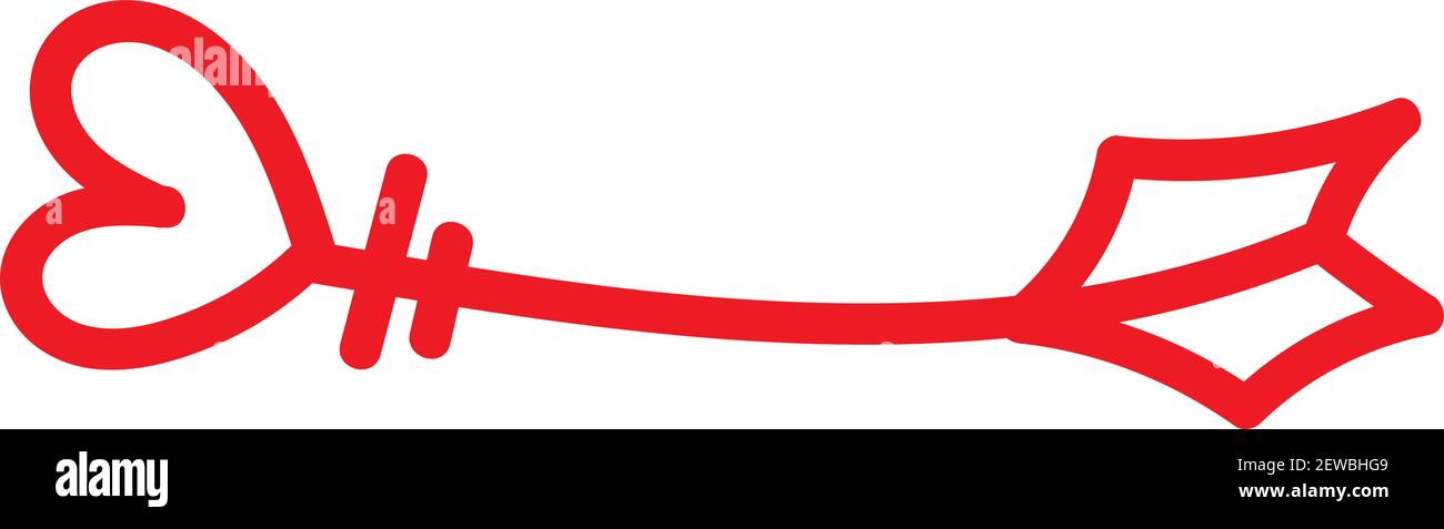 Red arrow with a heart , illustration, vector on white background Stock ...