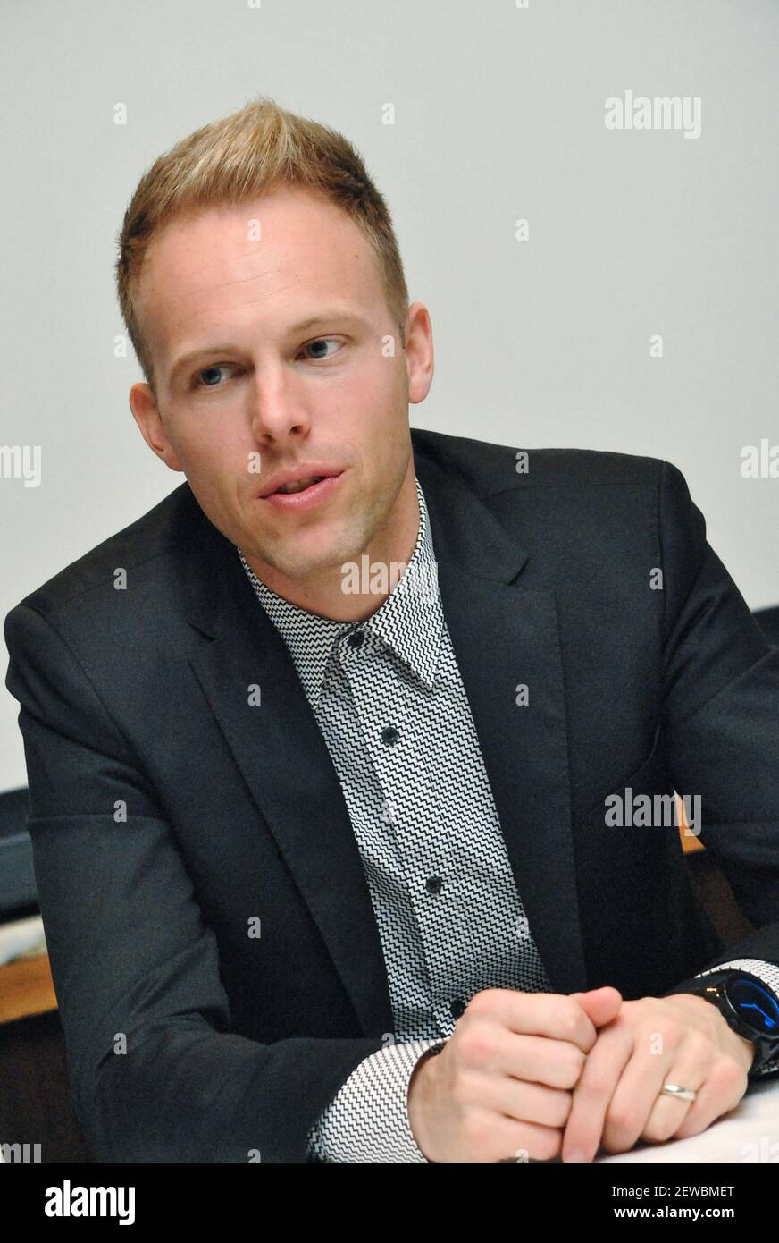 Justin Paul at the Hollywood Foreign Press Association press conference ...