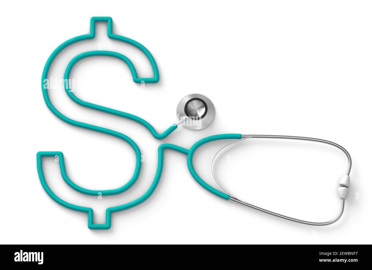 Stethoscope in the shape of a dollar sign, expensive insurance concept ...