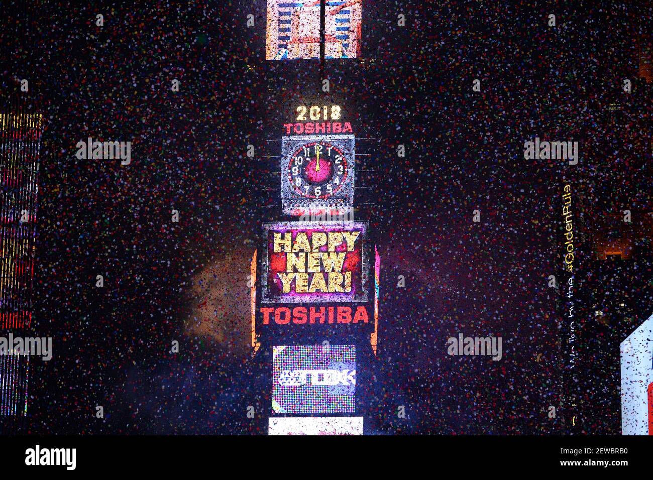 A view of the countdown clock at One Times Square during the 2018 New ...