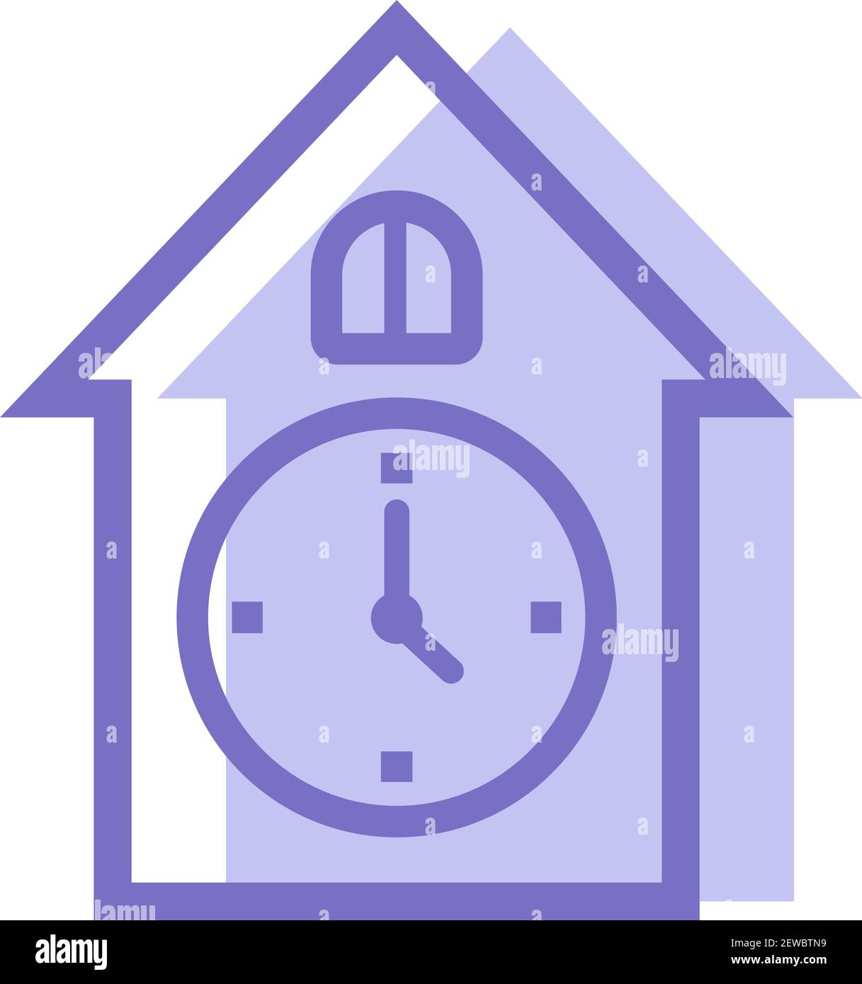 Purple house clock, illustration, vector on white background Stock ...