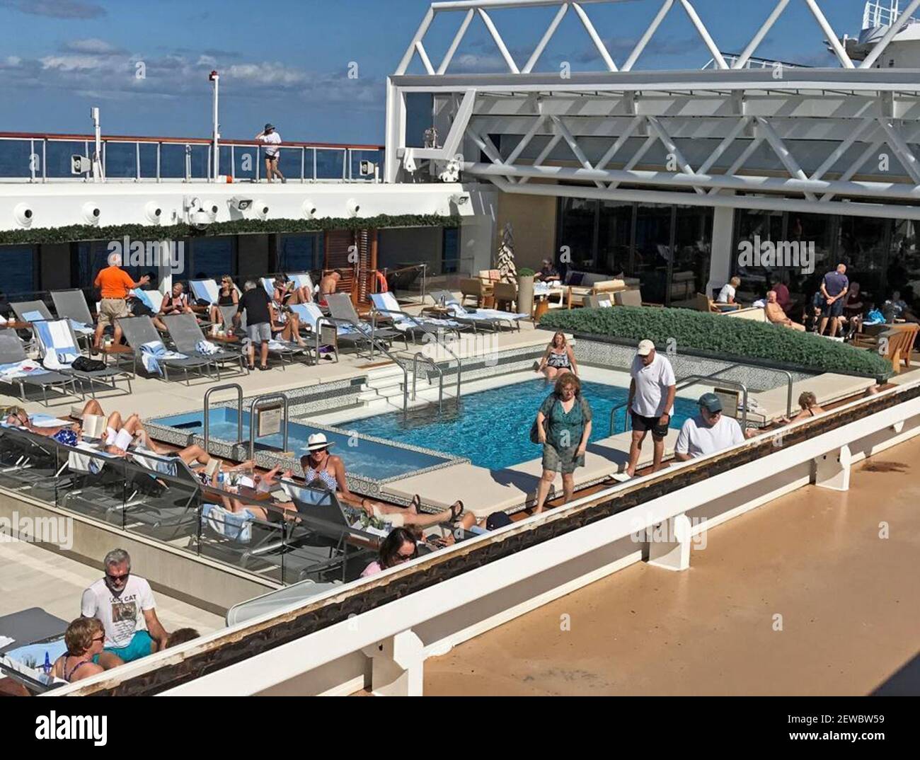 Sunbathing on a sea day between Miami and Cuba on Viking Sun. (Photo by ...